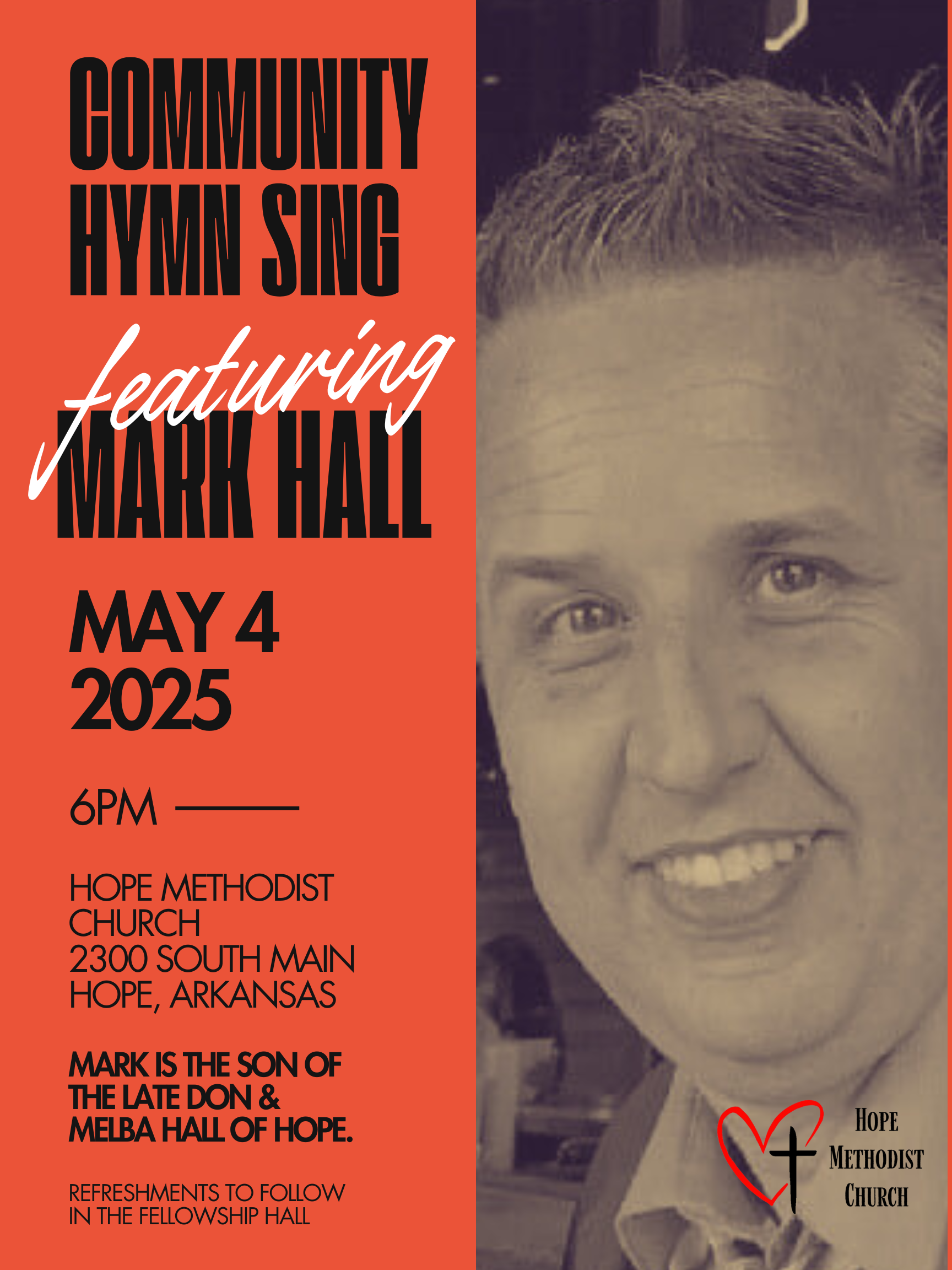 Hope Methodist Church Sets Community Hymn Sing with Mark Hall – Hope ...